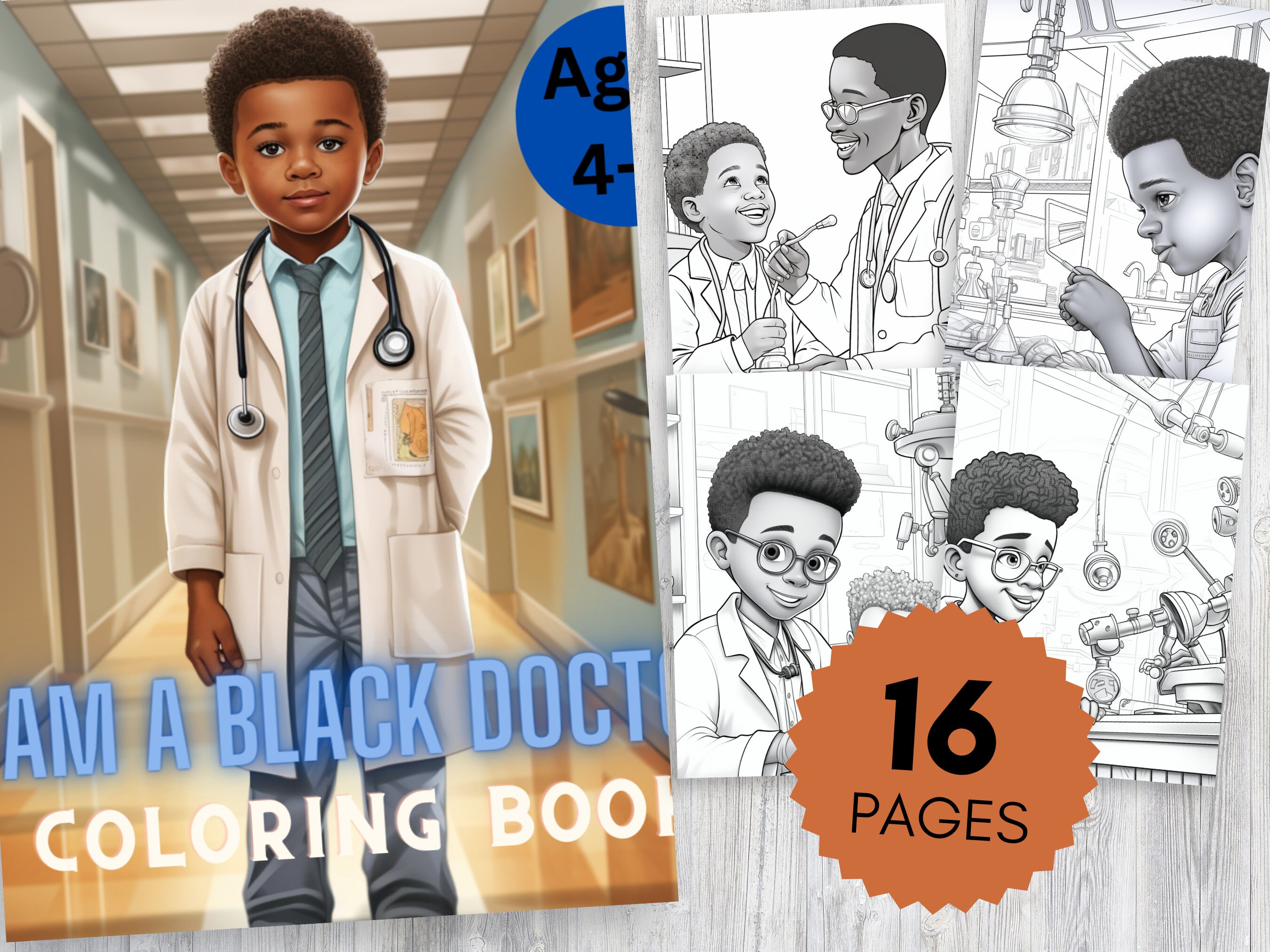 African American Boys Doctor Dream Coloring Book, Coloring Book for ...
