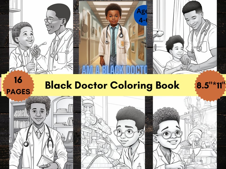 African American Boys Doctor Dream Coloring Book, Coloring Book for ...