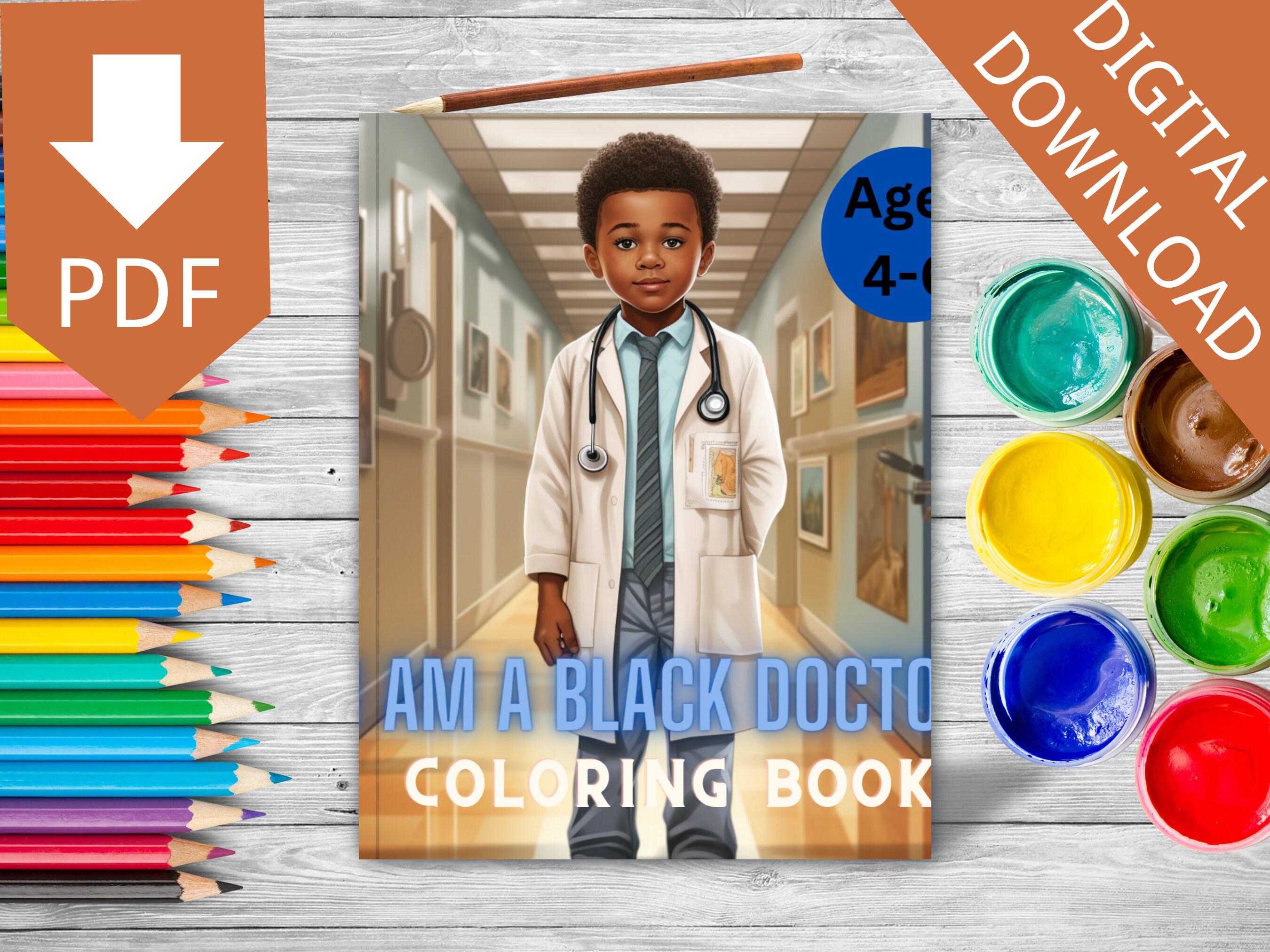 African American Boys Doctor Dream Coloring Book, Coloring Book for ...