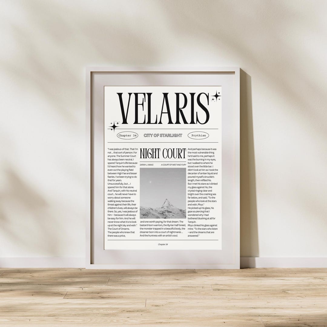 Velaris City of Starlight Printable Artwork | ACOTAR Trendy Newspaper ...