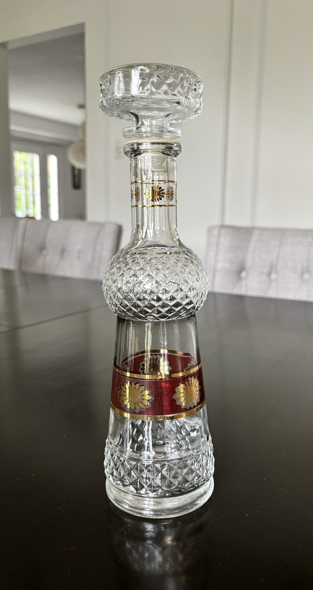 Vintage MCM Decanter Carafe, Luminarc France Sherry Barware Cranberry ...