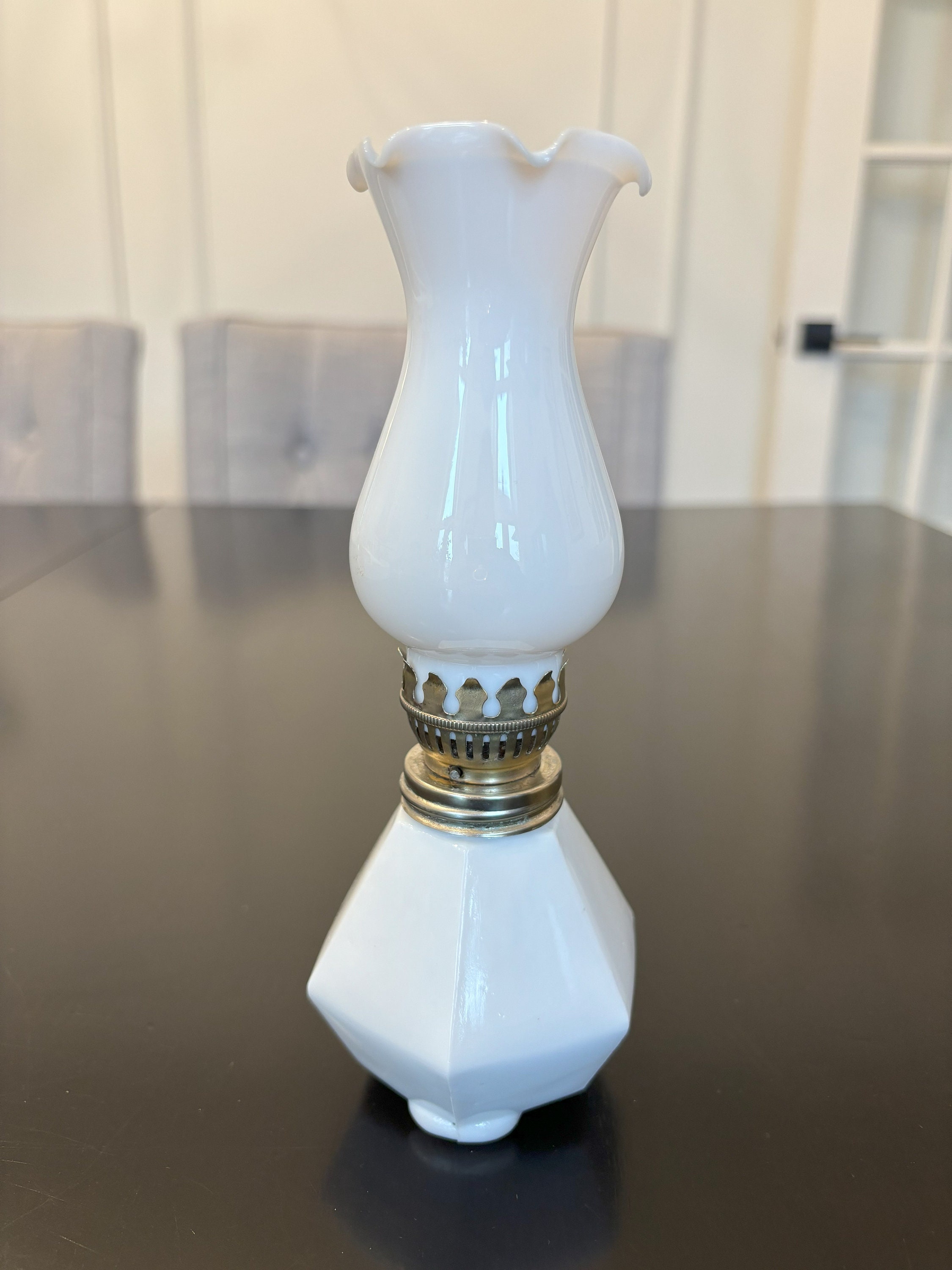 Vintage Miniature Milk Glass Oil Lamp - 7.75 Inches - Etsy