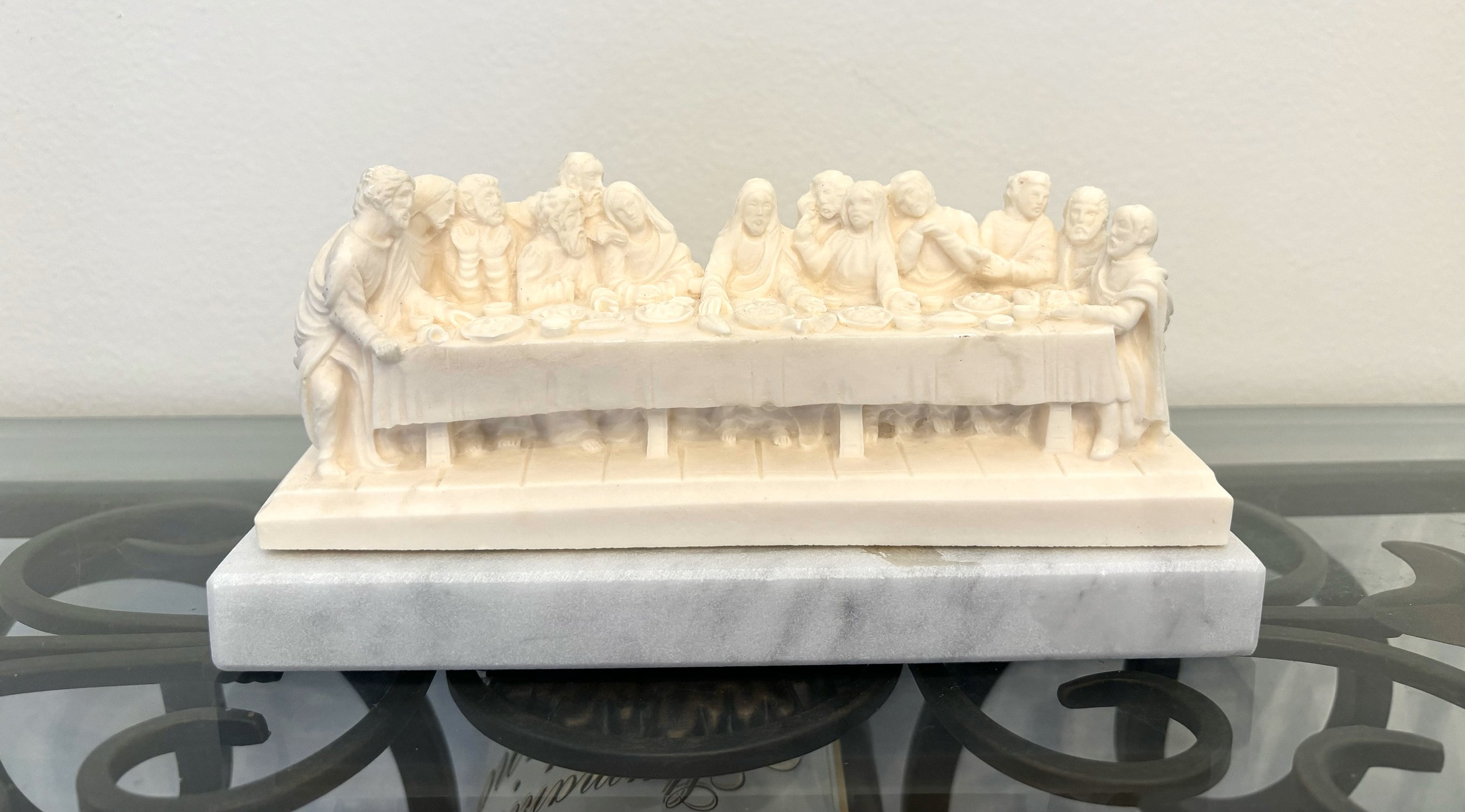 Vintage Italian Alabaster Statue, the Last Supper Sculpture on Marble ...