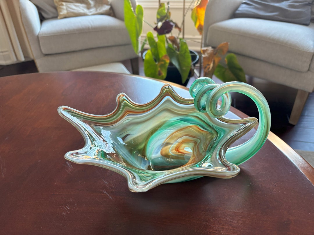 Vintage Art Glass Bowl Cornucopia Shaped - Etsy