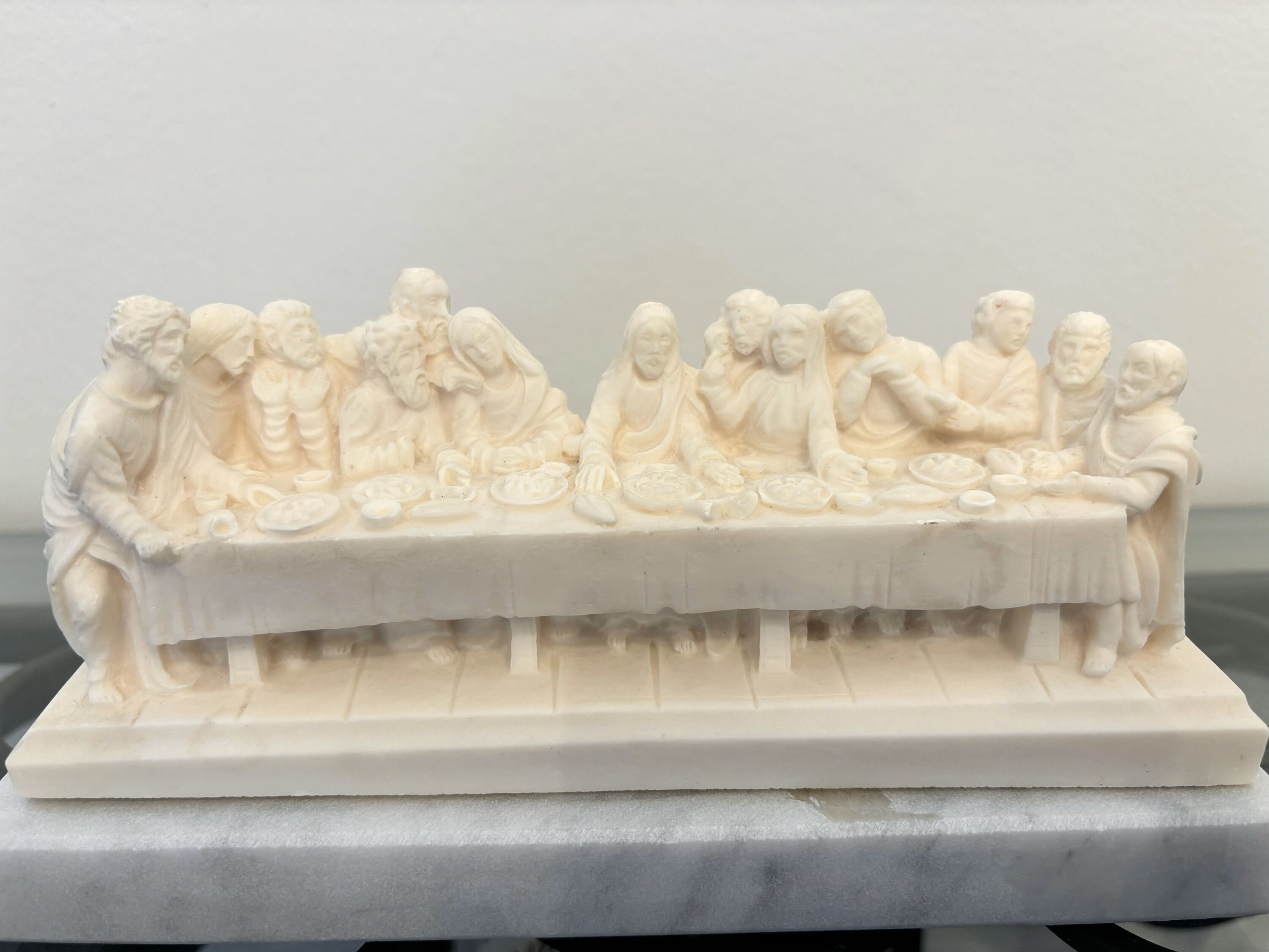 Vintage Italian Alabaster Statue, the Last Supper Sculpture on Marble ...