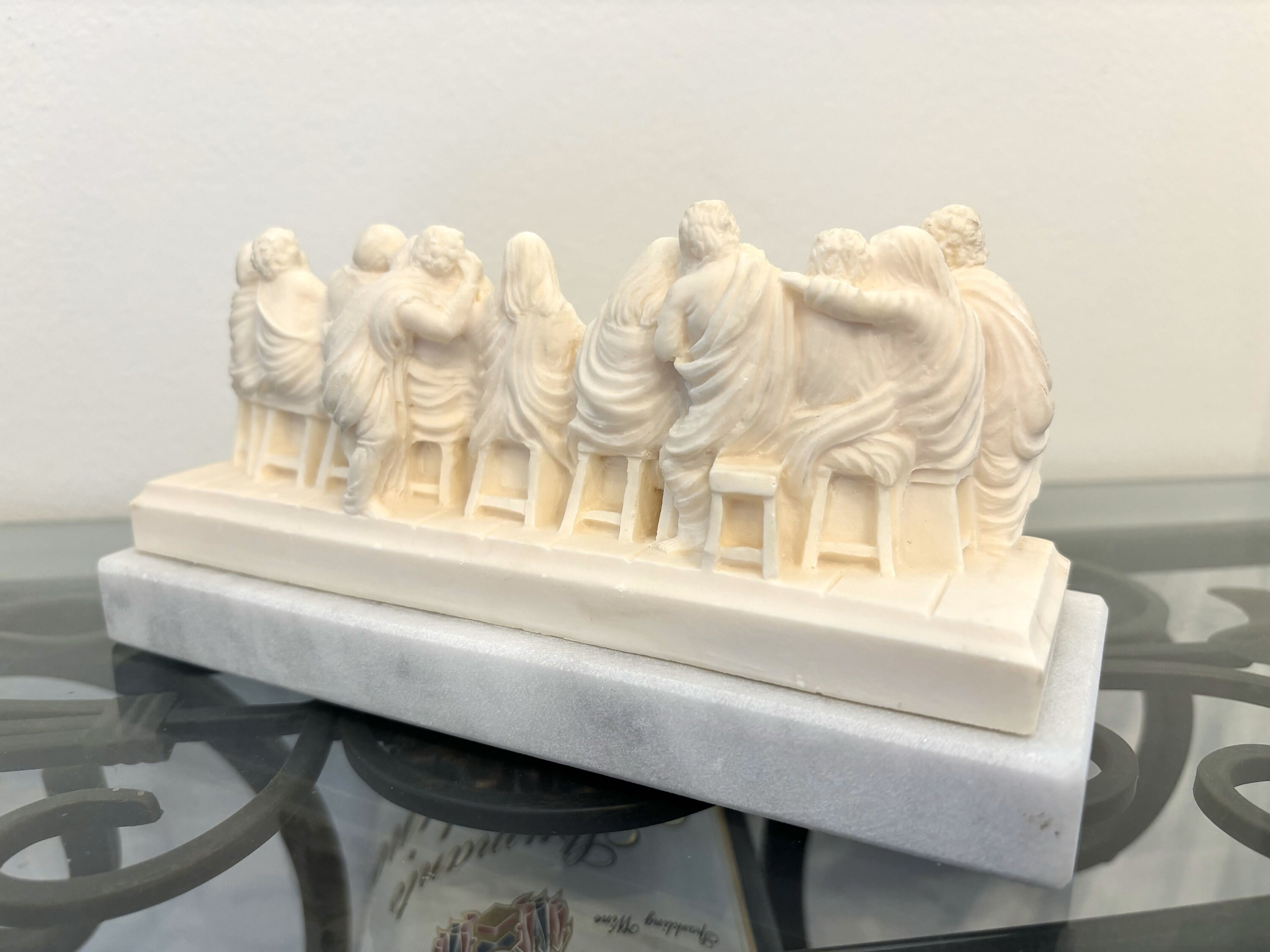 Vintage Italian Alabaster Statue, the Last Supper Sculpture on Marble ...