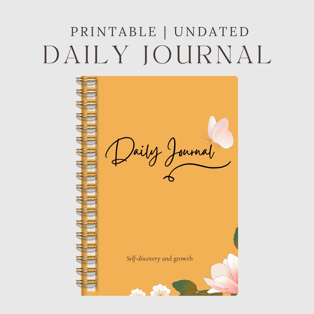 Peach Orange Floral Modern Minimal Personal Journal Printable - Etsy