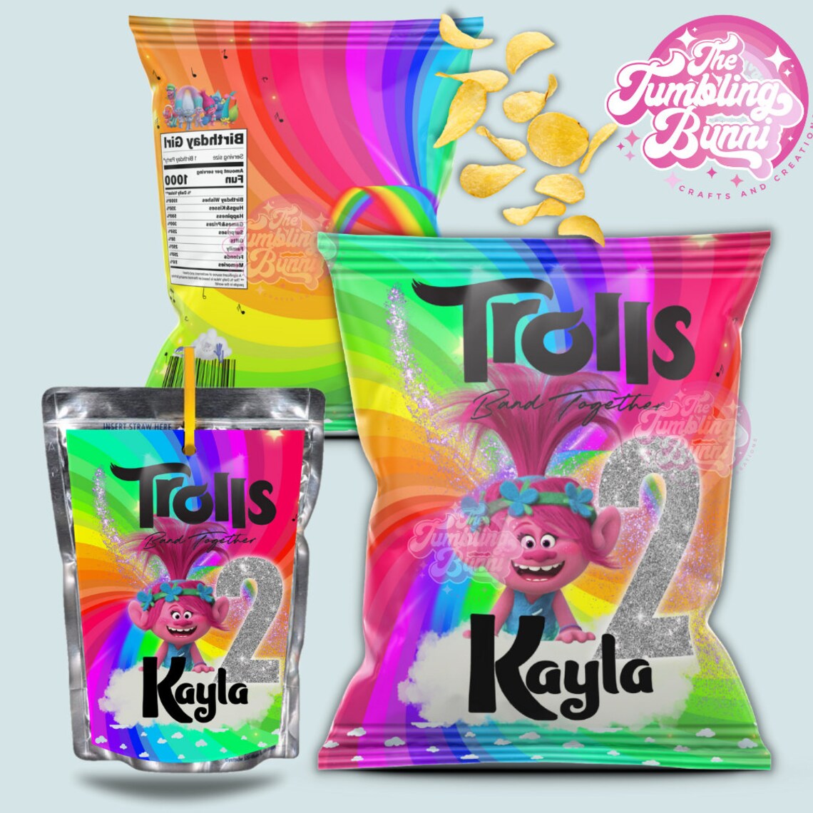Trolls Chip Bag Trolls Party Favor Printable Template - Etsy