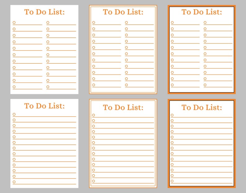 Printable to Do Lists, Digital Download, 11 Styles, Orange - Etsy