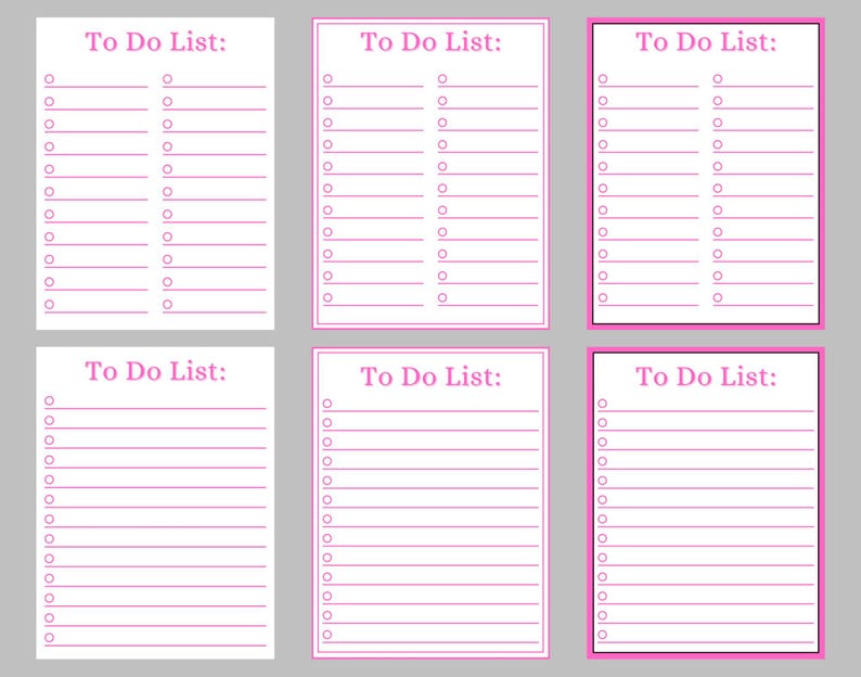 Printable to Do Lists, Digital Download, 11 Styles, Pink - Etsy