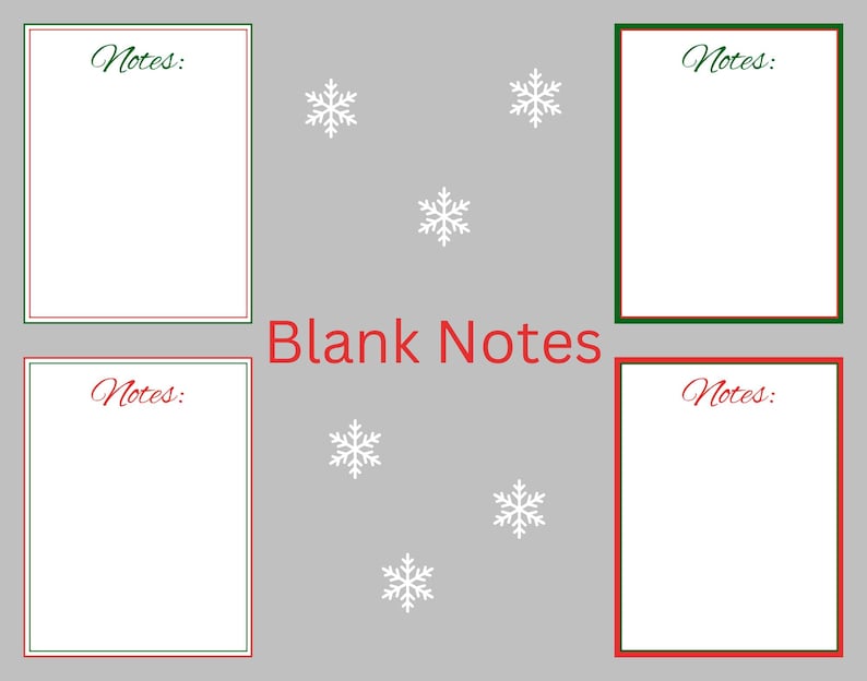 Printable Note Pages, 16 Pages, Digital Download, Festive Note Pages ...