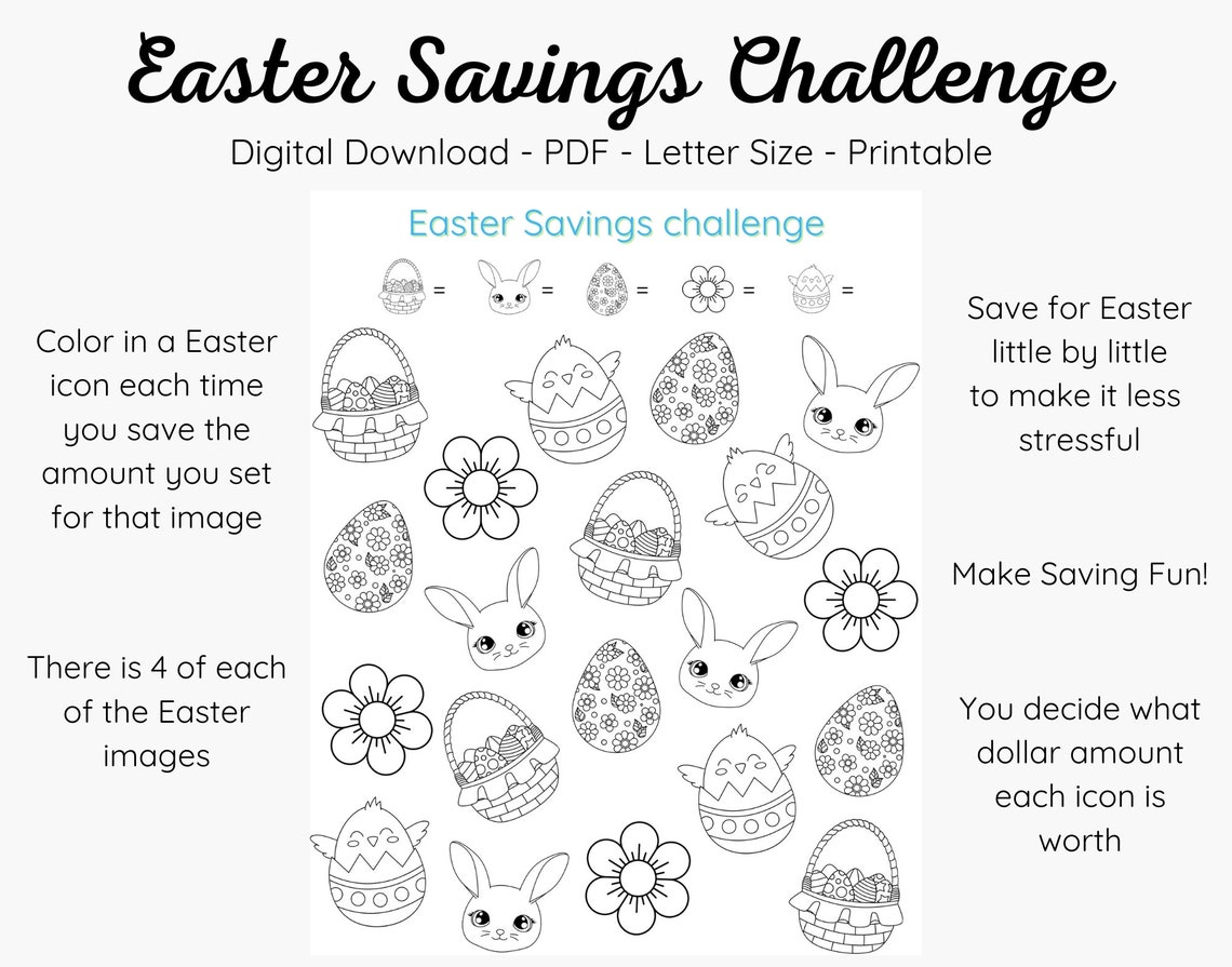 Easter Savings Challenge, Printable, Digital Download, Printable Easter ...