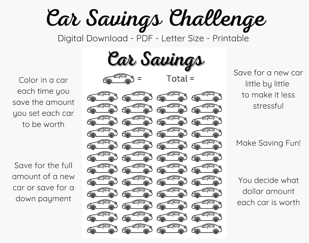 Printable New Car Savings Tracker, Digital Download, Car Savings ...