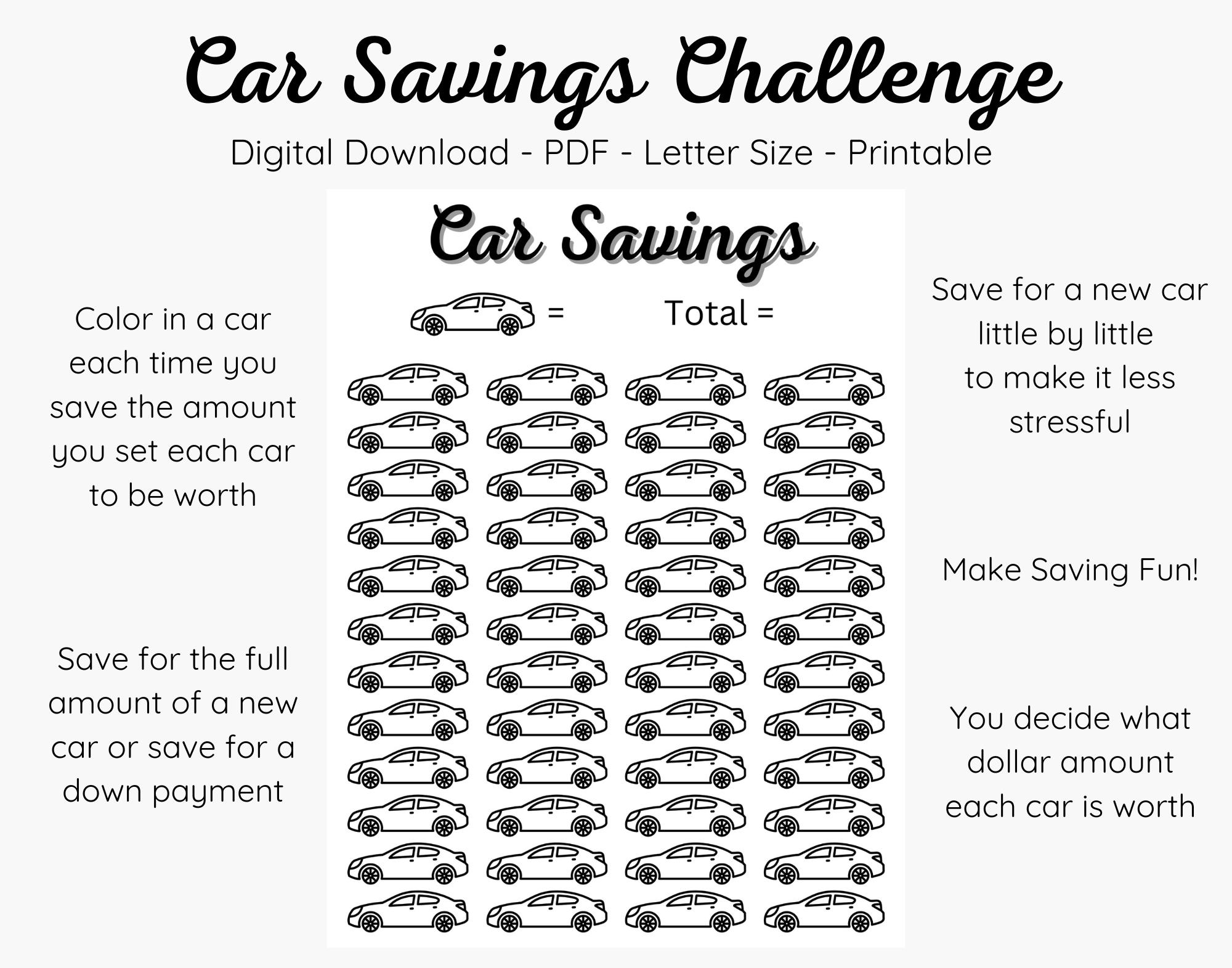 Printable New Car Savings Tracker, Digital Download, Car Savings ...