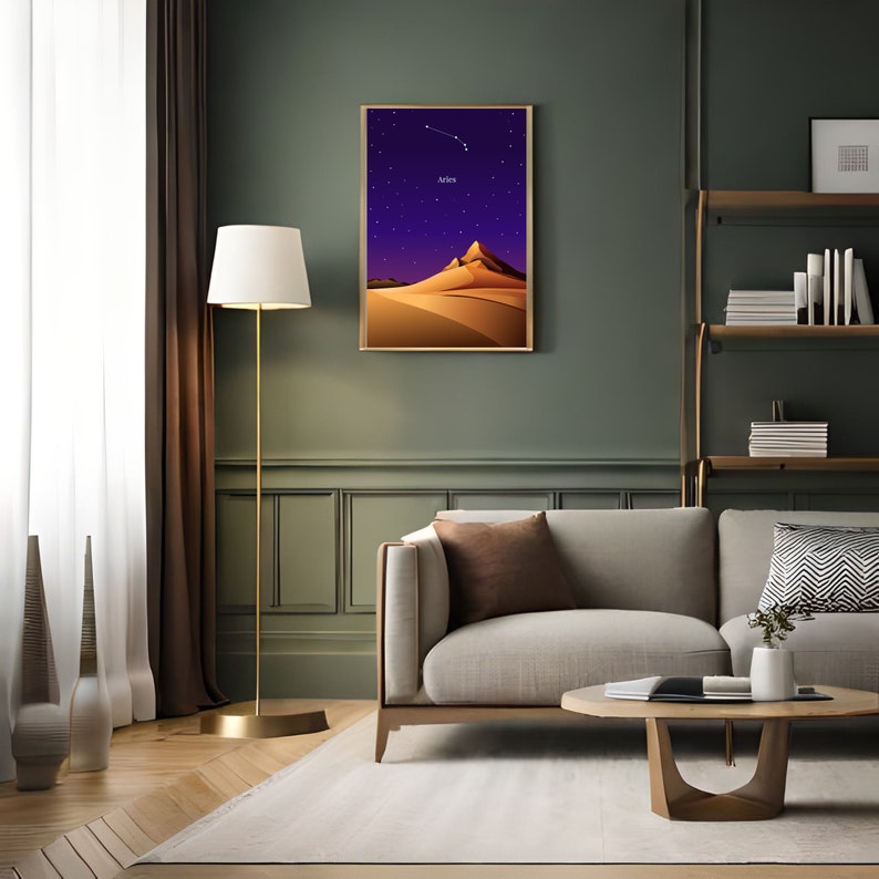 Mapa de la constelación de Aries, mapa de estrellas, arte de la pared ...