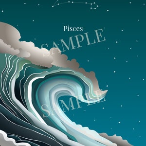 Pisces Constellation Map, Star Map, Night Sky Wall Art, Astronomy Print ...