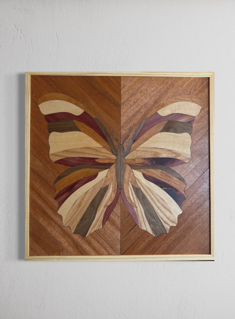 Butterfly Wood Intarsia 24"x24" Wall Art - Etsy