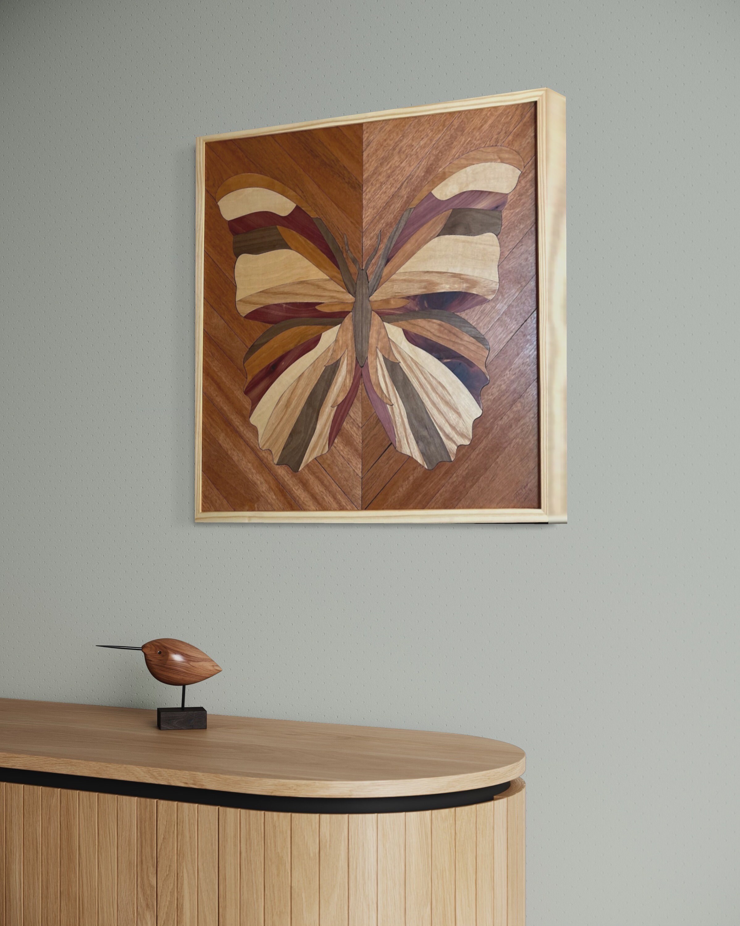 Butterfly Wood Intarsia 24"x24" Wall Art - Etsy