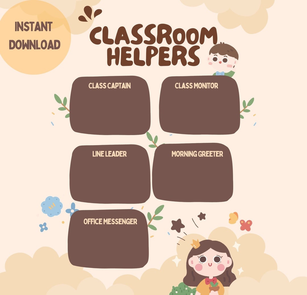 Classroom Helpers Printable Page First Day of School Page - Etsy