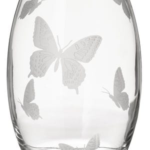 Butterfly Vase - Luxury Hand Blown Glass Vase - Etched Butterflies on ...