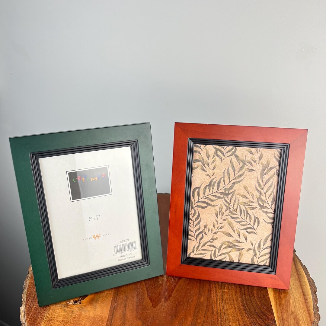 Set of 2 Weston Gallery Wood Picture Frames Green, Reddish Brown, Black ...