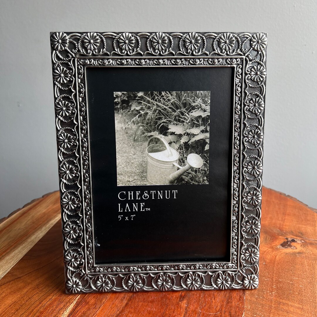 Vintage 5x7 Chestnut Lane Pewter Photo Frame Embossed, Braided ...
