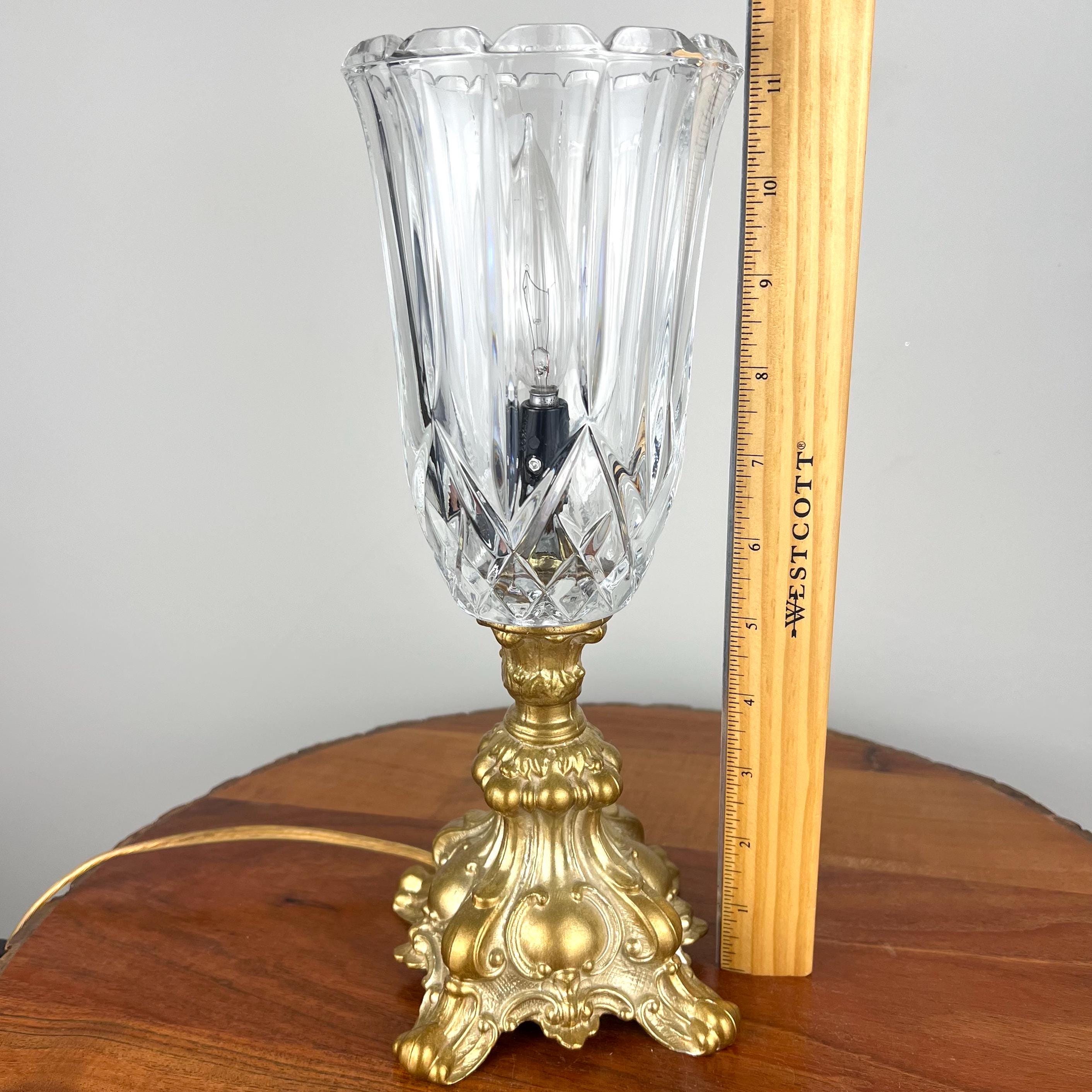 Vintage Cut Crystal Torchiere Lamp Ornate Brass Base, Heavy 2 Light ...