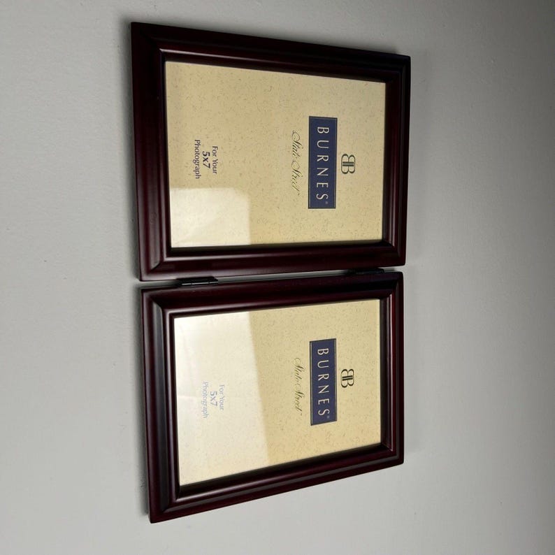 Vintage 5x7 Wood Bi-fold Double Picture Frame, Burnes of Boston ...