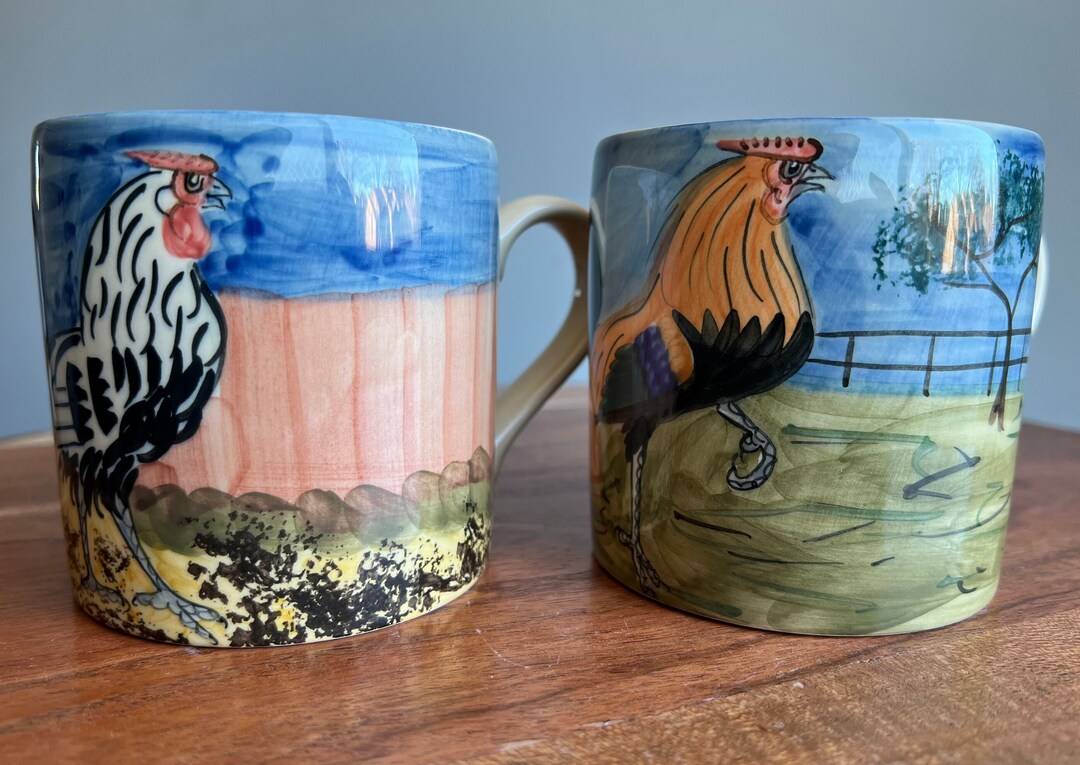 Vintage Colonial Williamsburg Oxney Green Mugs, SET OF 2 - Hand Painted ...