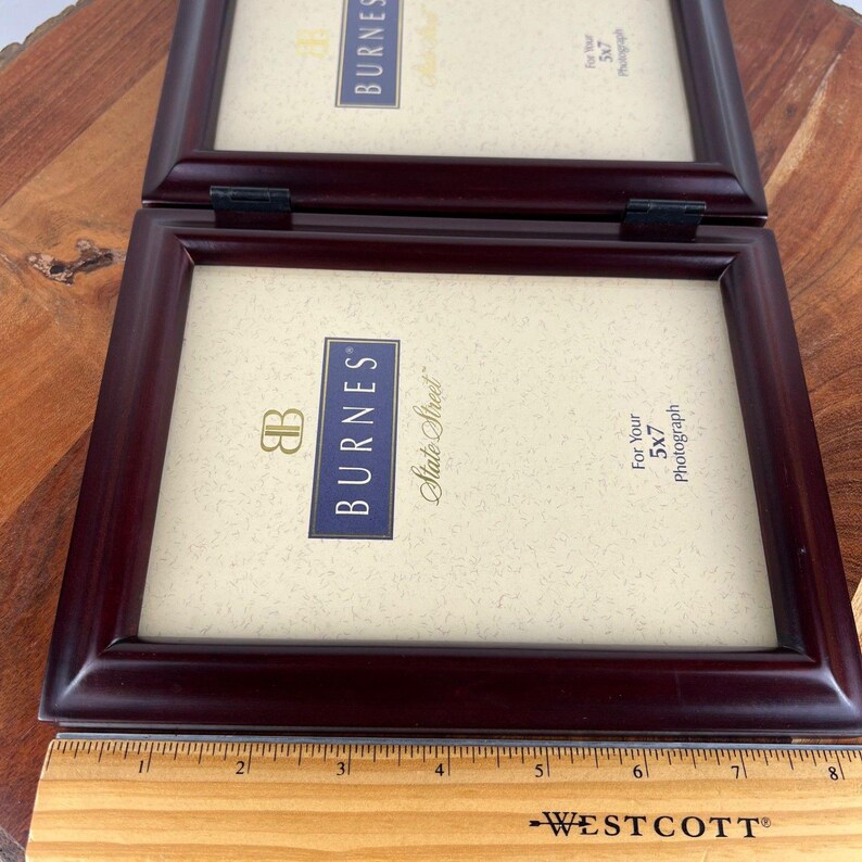 Vintage 5x7 Wood Bi-fold Double Picture Frame, Burnes of Boston ...