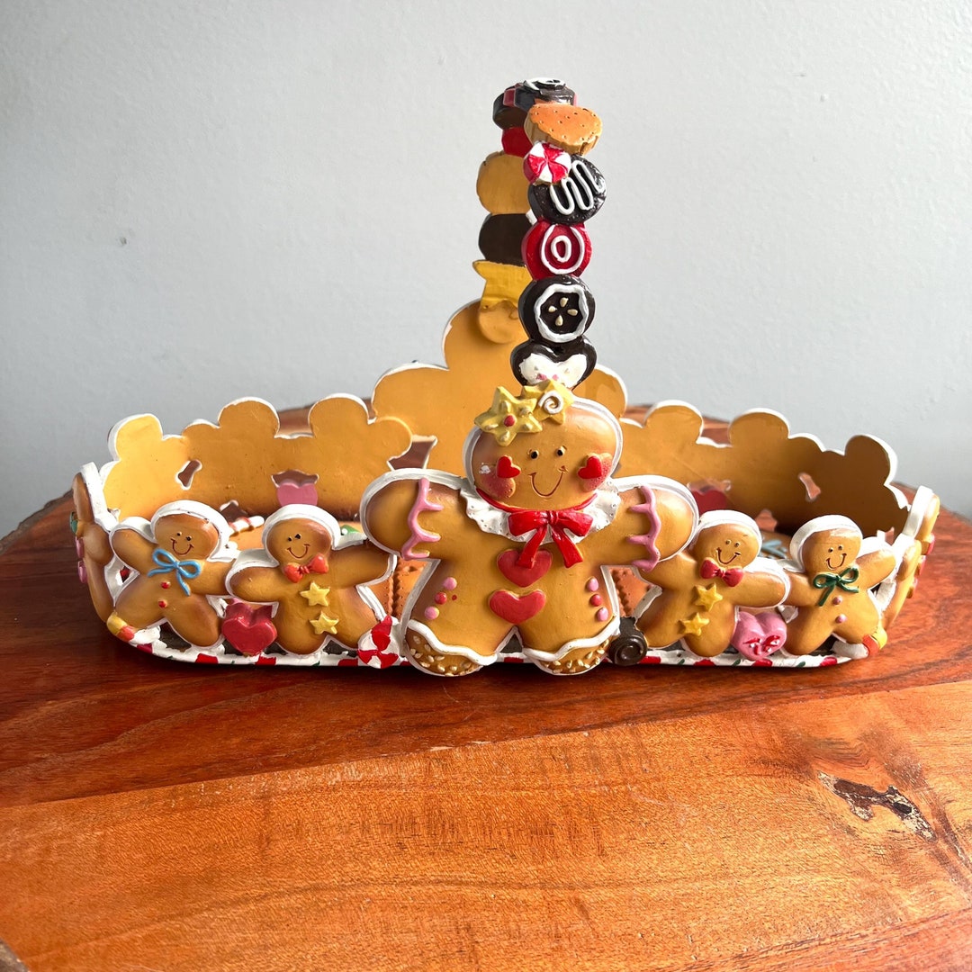 Vintage Gingerbread Man Family Storage Basket 11.5, Cut Cookie Dough ...