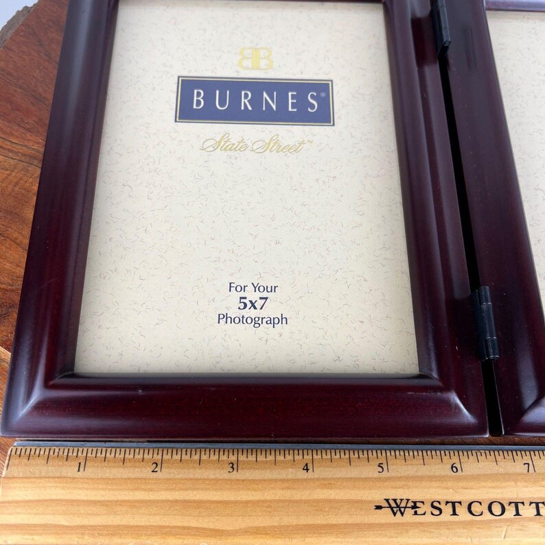 Vintage 5x7 Wood Bi-fold Double Picture Frame, Burnes of Boston ...
