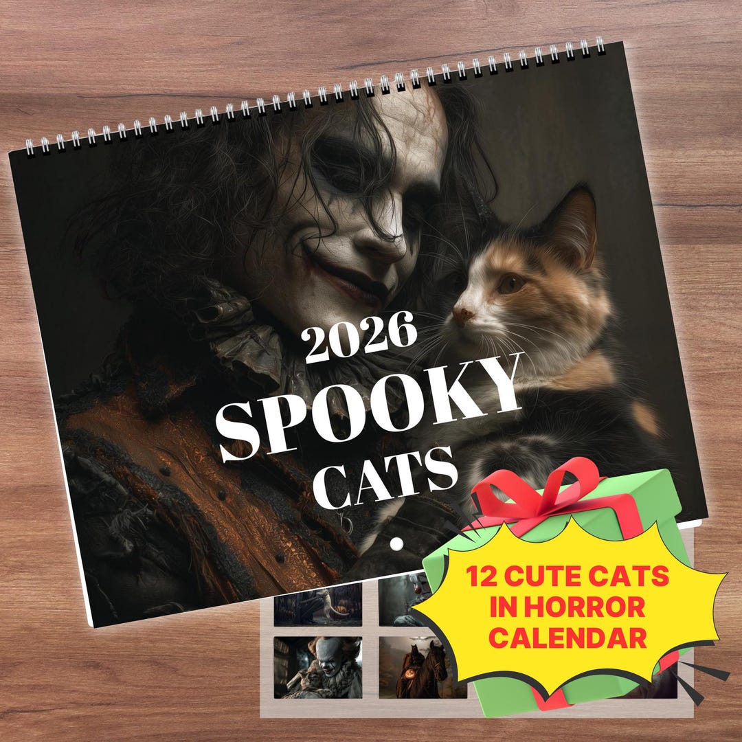 Spooky Cats 2026 Wall Calendar - White Elephant Gift for Horror Movie ...
