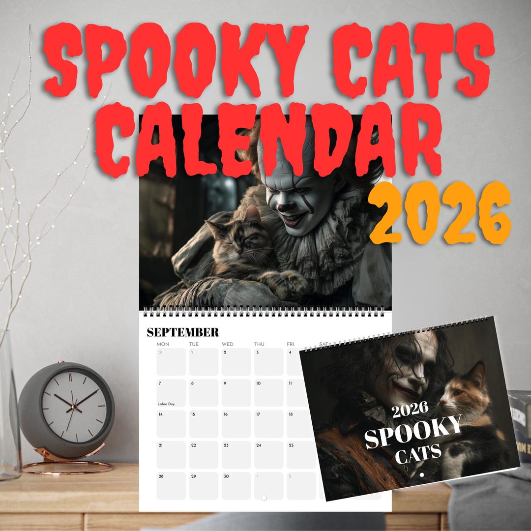 Buy Spooky Cats 2026 Wall Calendar - White Elephant Gift for Horror ...