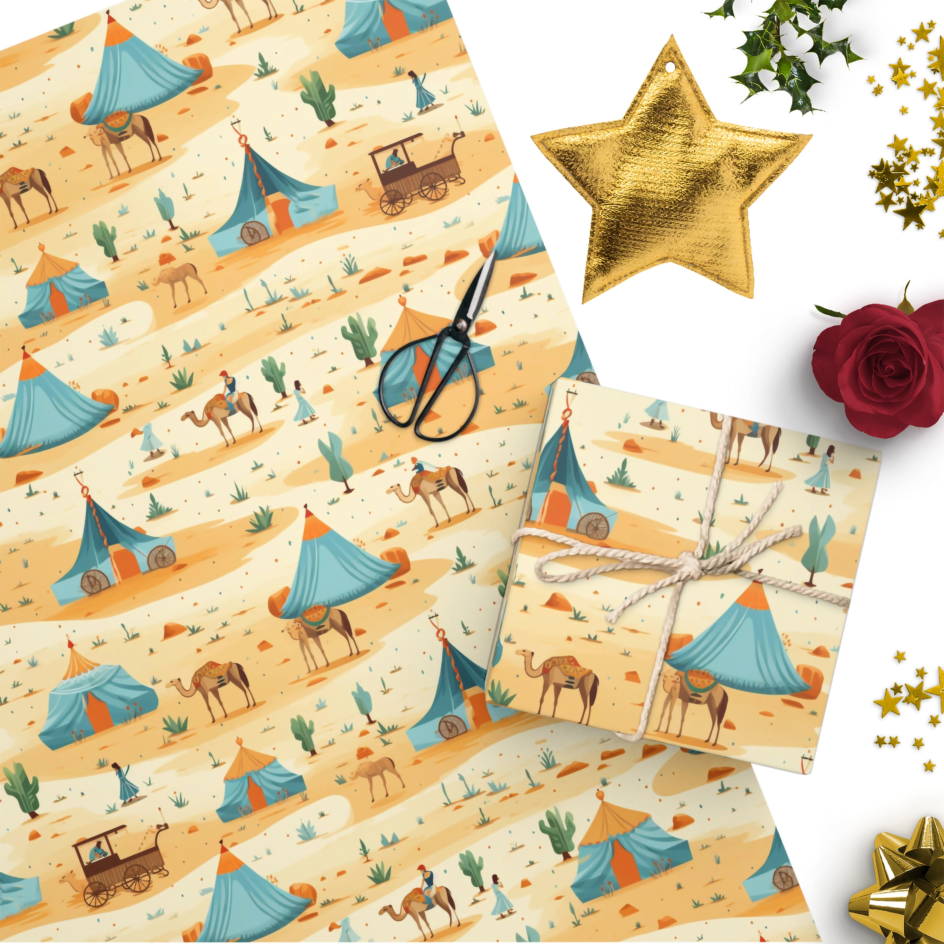 Oriental Arabic Wrapping Paper Desert Pattern Wrapping Paper - Elevate ...