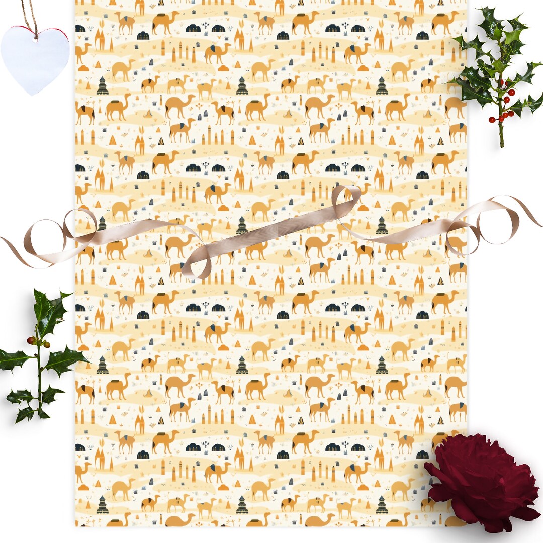 Arabic Wrapping Paper-oriental Camel Desert Pattern Wrapping - Etsy