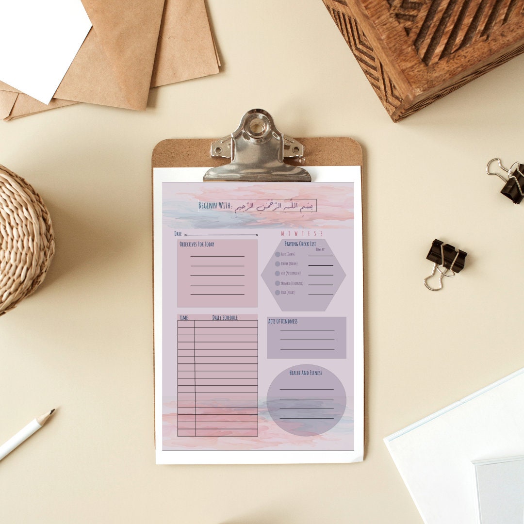Printable Islamic Daily Planner - Nurture Faith, Purpose, and Well ...