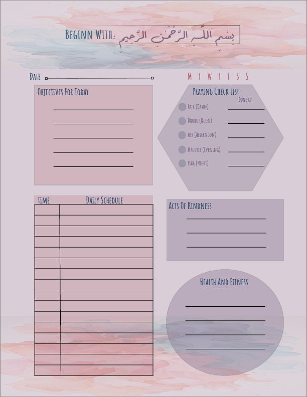 Printable Islamic Daily Planner - Nurture Faith, Purpose, and Well ...