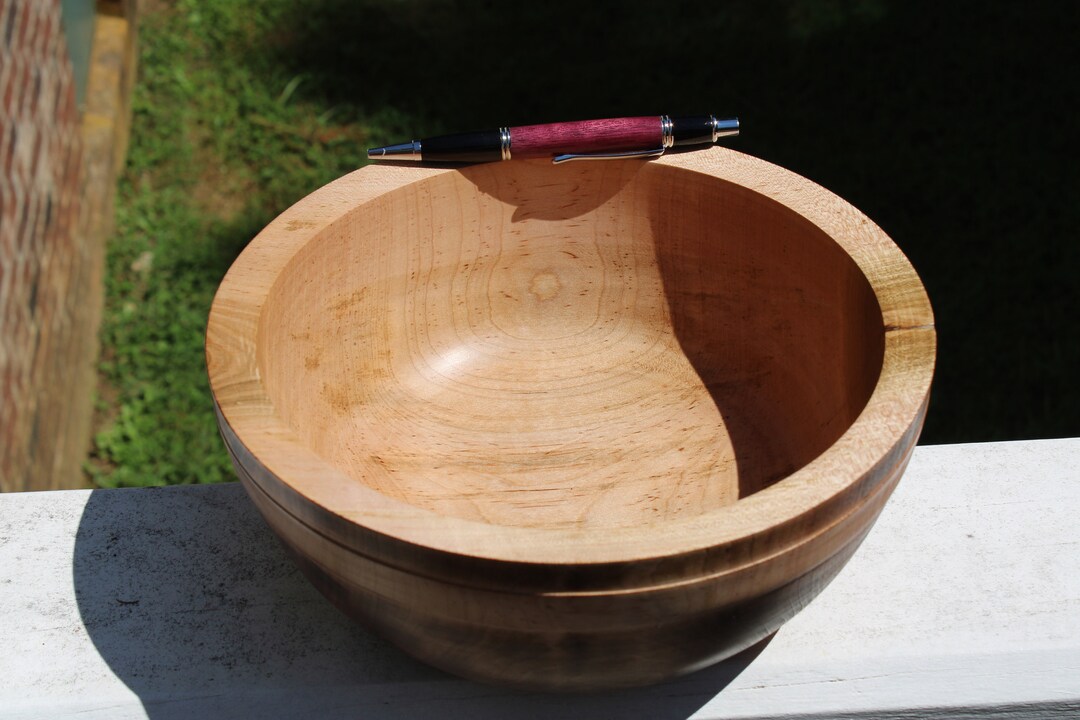 Partially Burned Banded Birch Bowl - Handmade on Lathe - Etsy