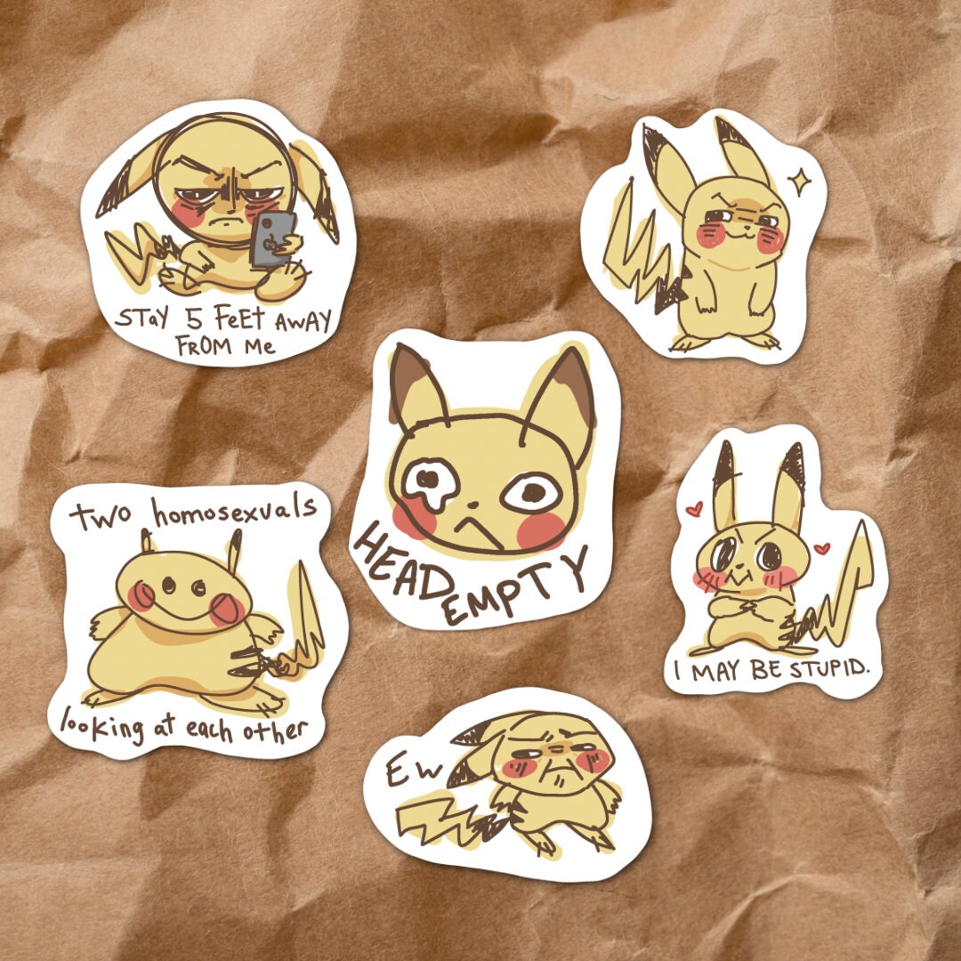 Janky Pikachu Sticker Pack Pokemon Meme Car Sticker Water Bottle ...