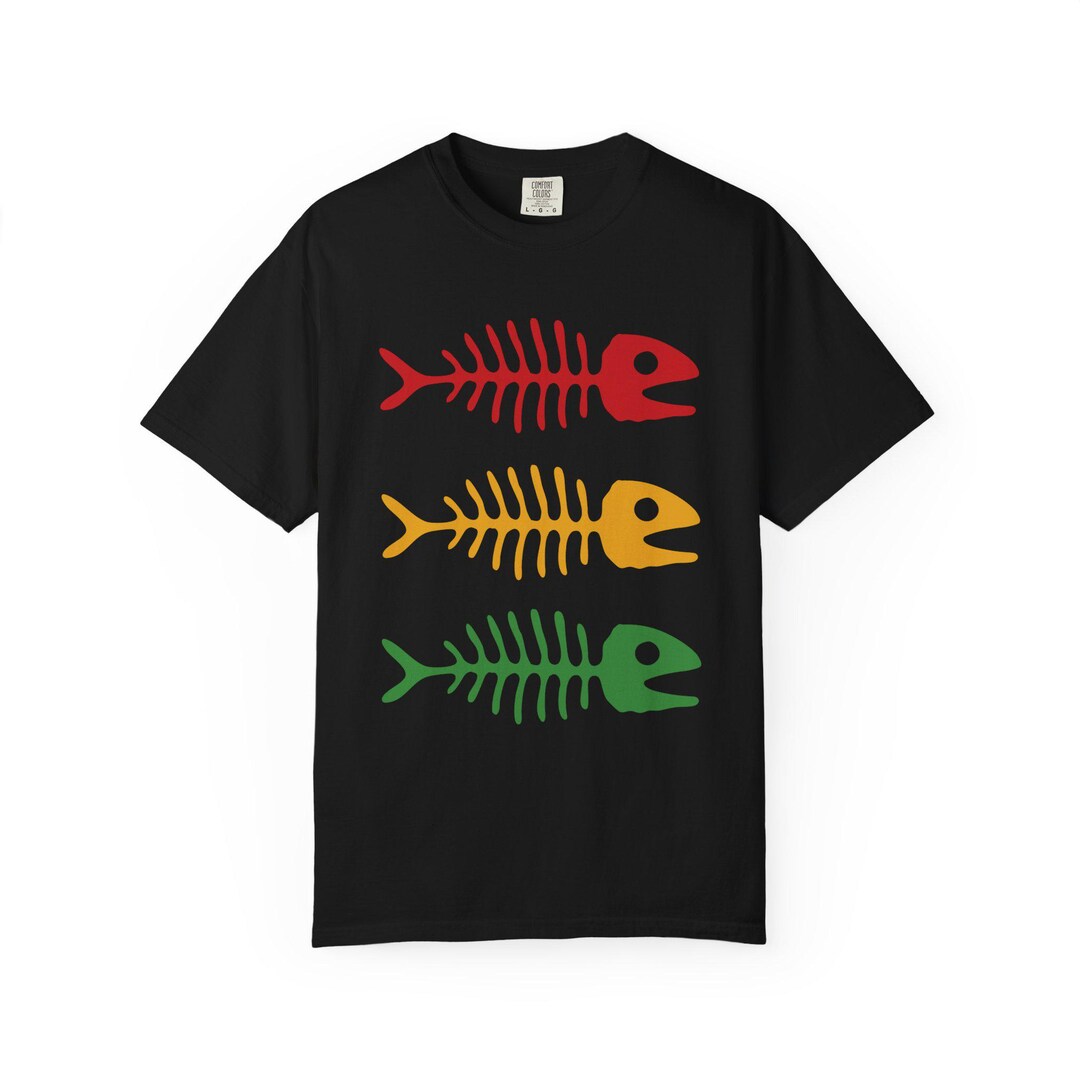 Red Yellow Green Fish Bones, Fishing, Colorful Fisherman Top, Beach ...