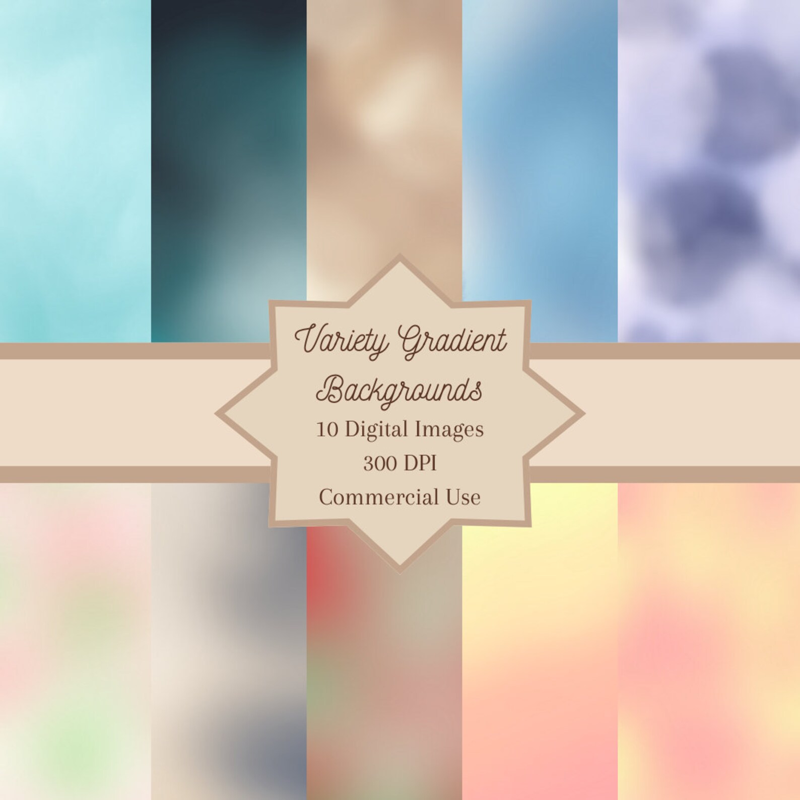 10 Multi-color Gradient Digital Paper Pack Great for Backgrounds ...