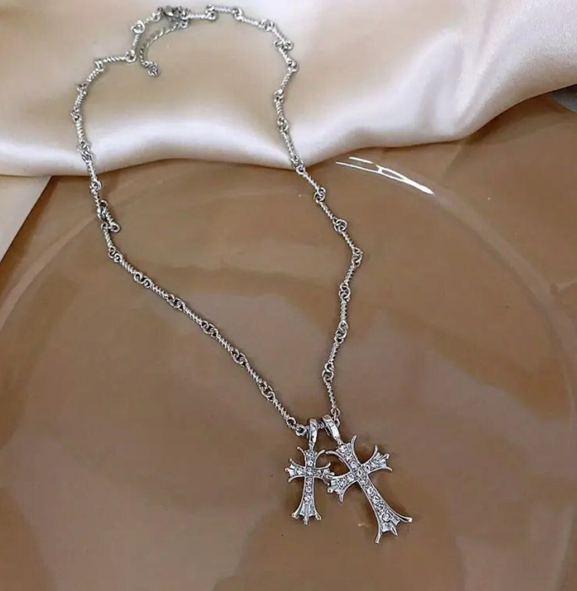 Double Silver Cross Necklace, Religious Jewellery, Perfect Gift for Her ...