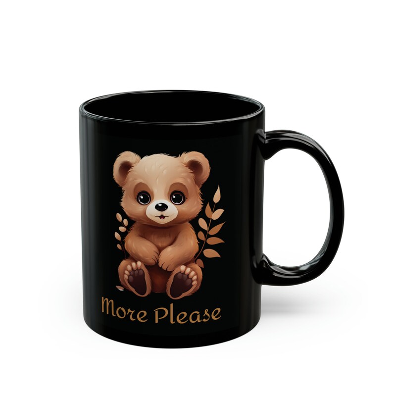 Cute Kawaii Bear Cub Begging "more Please" Coffee Cup, Cocoa Mug ...