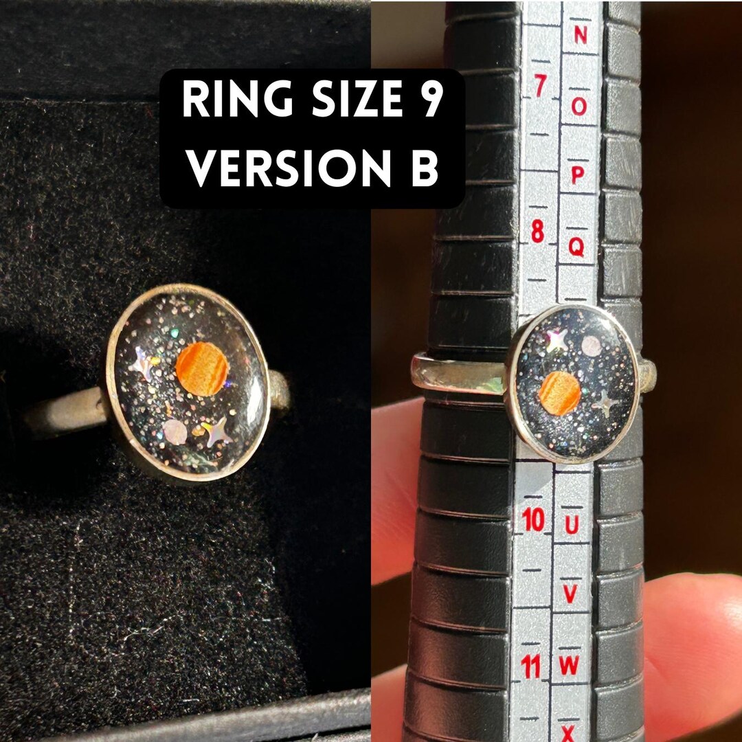 Unique Planet Ring, Sterling Silver Bezel, 3D Galaxy Ring, Starry Night ...