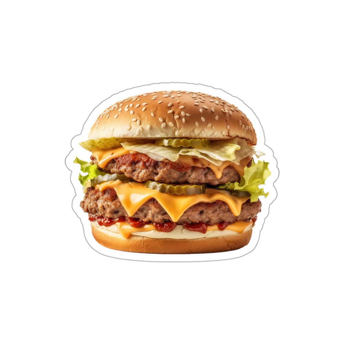 Cheeseburger Stickers, Waterproof Vinyl Foodie Decal for Car, Laptop ...