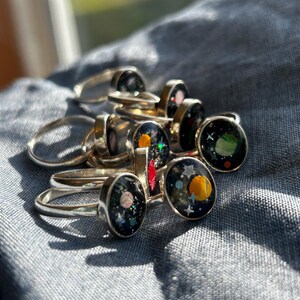 Unique Planet Ring, Sterling Silver Bezel, 3D Galaxy Ring, Starry Night ...