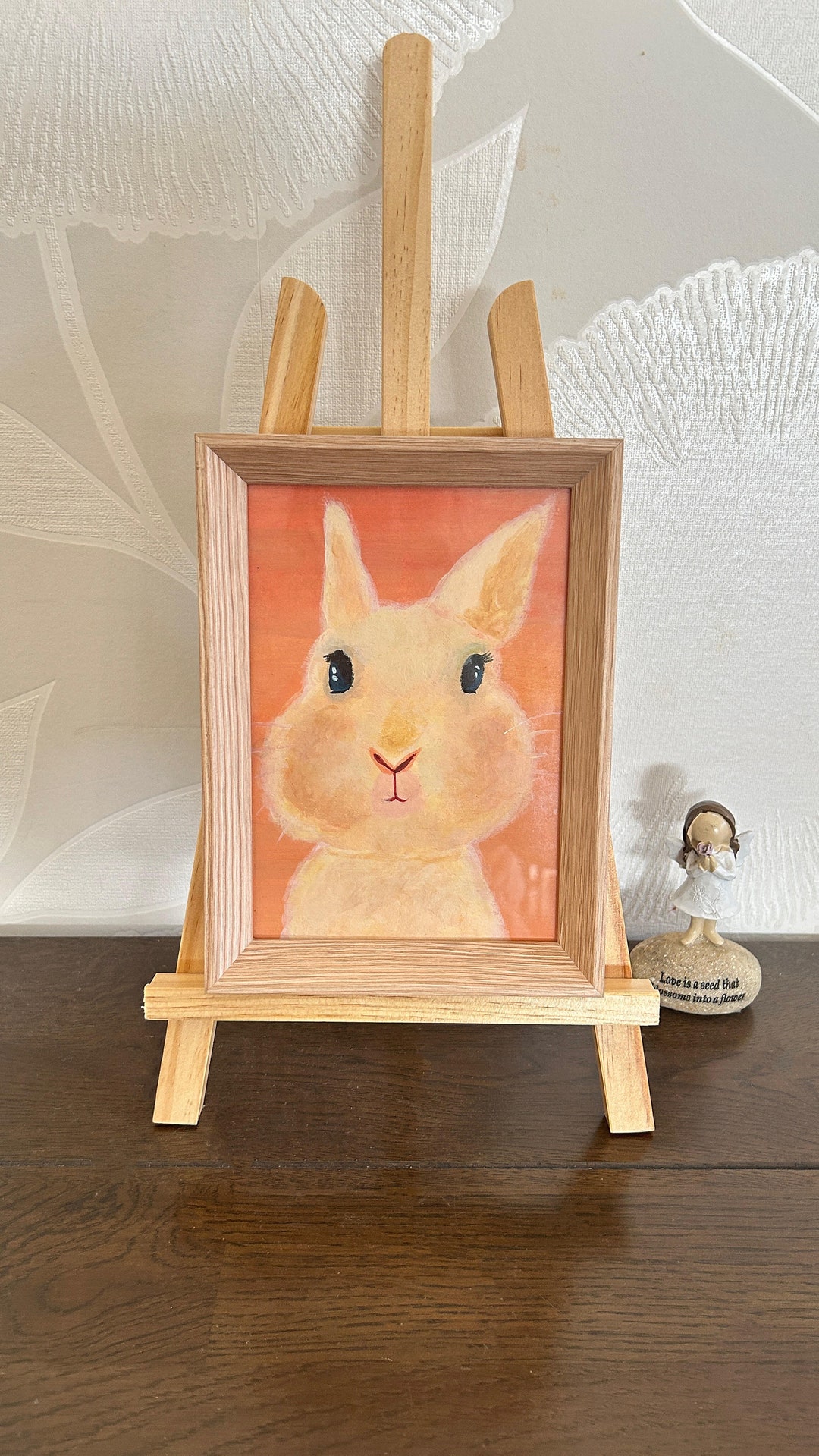 Pinky Bunny Original Hand-painted Bunny With Frame - Etsy