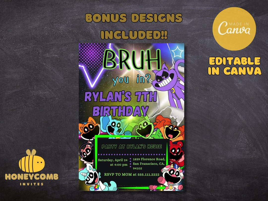 Editable Poppy Playtime Invite | Smiling Critters Party Template ...