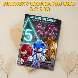 Sonic Birthday Digital Template, Neon Sonic, Tails, and Knuckles City ...
